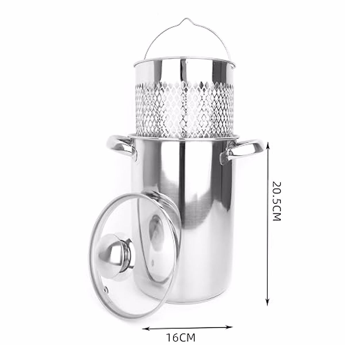 Asparagus Pot Stainless Steel Steamer Cooker with Basket and Lid Pasta 16cm 4L
