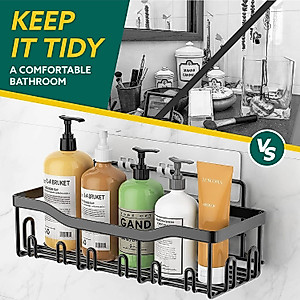 Shower Caddy 5 Pack, Adhesive Shower Organizer for Bathroom Storage & Home Decor & Kitchen,No Drilling, Large Capacity, Rustproof Stainless Steel Bathroom Organizer, Shower Shelves for Inside Shower