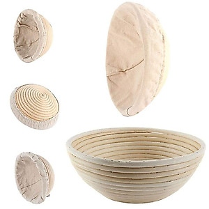 1 Pcs Round Bread Proofing Proving Basket, Rattan Banneton Brotform, Fermentation Wicker Basket, Country Baguette Bread Proof Tasting Baskets, Dough Banneton Baskets (13 * 6CM)