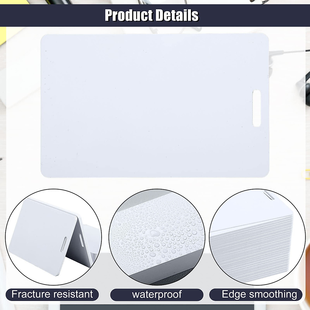 100 Pcs White PVC Cards with Slot Punch on Short Side Vertical Slot Punch Card Blank Credit Cards Plastic Photo ID Card Graphic Quality PVC Cards for Business Office, Standard CR80 30Mil Size