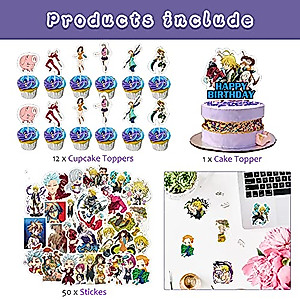 Seven Deadly Sins Birthday Party Decorations,Anime Manga Themed Party Supplies set for Boys Girls with Happy Birthday Banner,Cake Topper,Cupcake Toppers,Balloons,Stickers