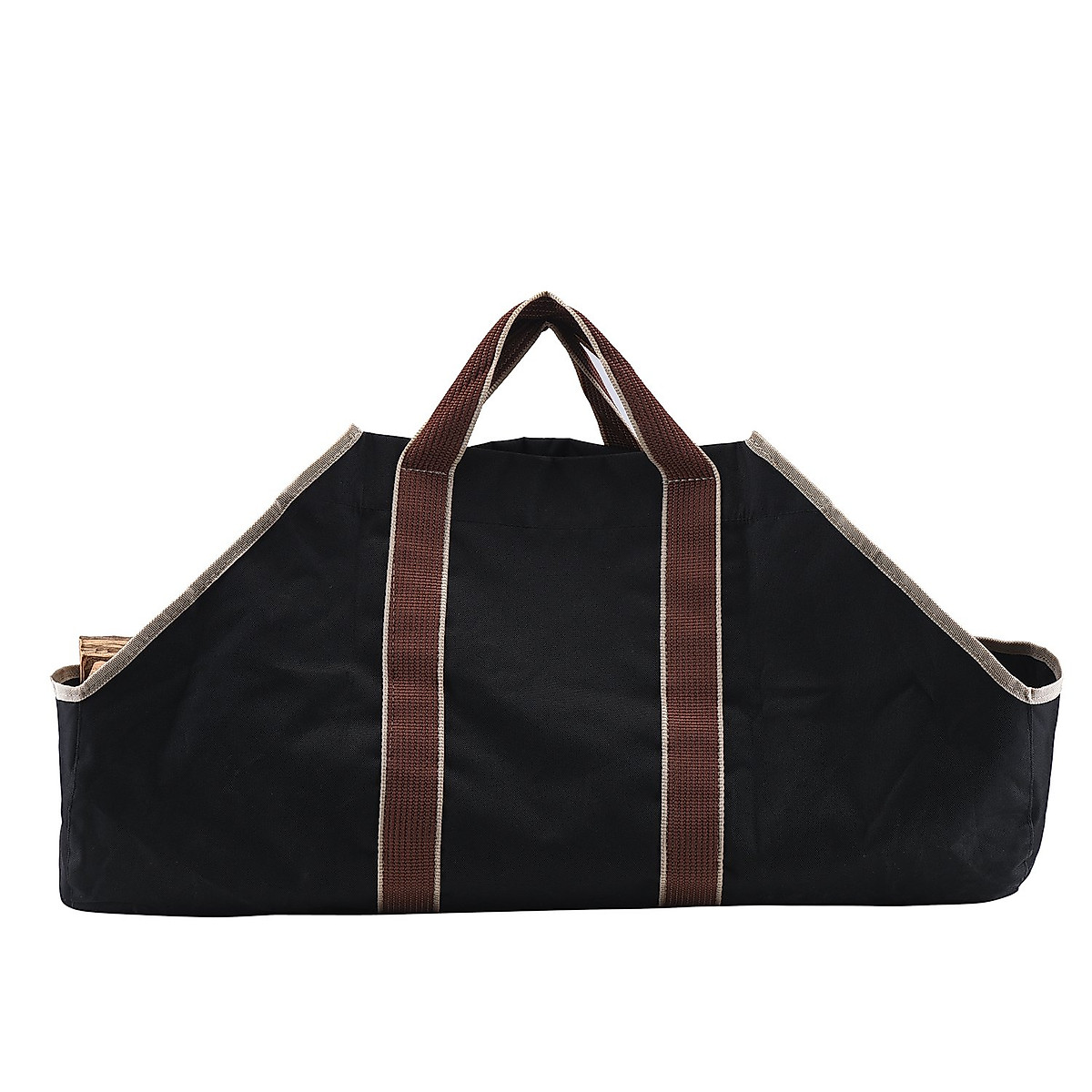 Large Canvas Log Tote Bag Carrier Indoor Fireplace Landman Firewood Totes Holders (1)