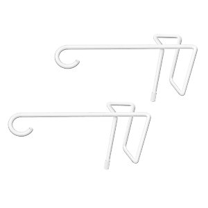 JOYSEUS 2 Pack Vinyl Fence Hooks, 5 x 10 Inches Durable White Powder Coated Steel Fence Hanger for Light, Hanging Plants, Bird feeders, Lights, Pool Equipment…