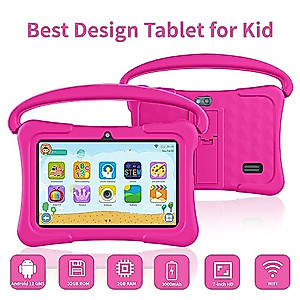 WXUNJA Kids Tablet, 7 inch Android Tablet for Kids, 3GB 32GB Toddler Tablet with Bluetooth, GMS, WiFi, Parental Control, Dual Camera, Shockproof Case, Educational, Games ((Red)