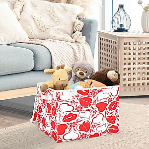 Storage Bins with Lids Foldable Storage Baskets Storage Cubes Collapsible Closet Organizer Containers with Cover Valentines Day for Home Office Organizer Closet, Shelves, Toy, Nursery