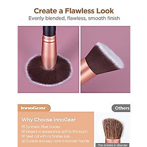 InnoGear Professional Makeup Brushes Set, 16 Piece with 16 Makeup Brushes and Sponges and Brush Cleaner, Black Golden