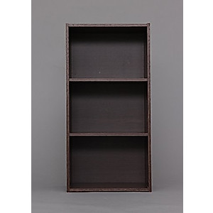 IRIS USA 3-Tier Modular Open Cubby Storage Shelf, Sturdy Storage Bookshelf Cabinet for Living Room Bedroom Guest Room Office Dorm Room Kids Room and Bathroom, Brown Oak