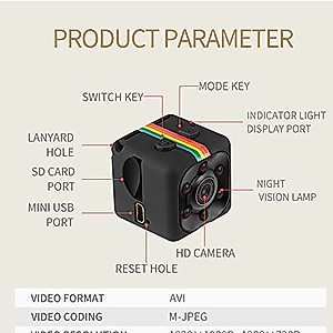 QEBIDUM Spy Camera Hidden Camera, Portable Tiny Rechargeable Battery Powered HD 1080P Mini Camera, Night Vision Motion Activated Micro Digital Recorder Body Cop Nanny Cam for Home Office Car Drone