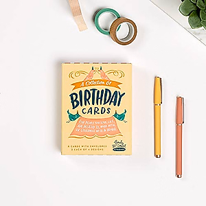 Em & Friends Birthday Cards, Happy Birthday Greeting Cards Illustrated Sayings Blank Inside (Box of 8, Assorted Cards, 2 Each 4 Styles)