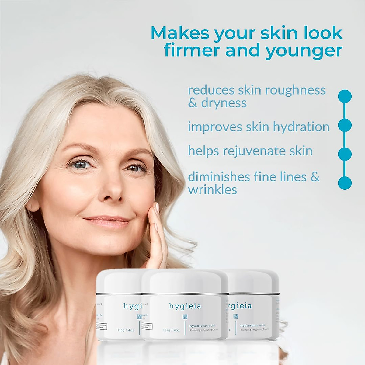 Hygieia + Encapsulated Hyaluronic Acid Face Moisturizer – Hydrating Liposomal Face Cream for Women & Men – Fast & Deep Cellular Absorption for Daily Skin Hydration, Firming, Toning & Elasticity, 4oz