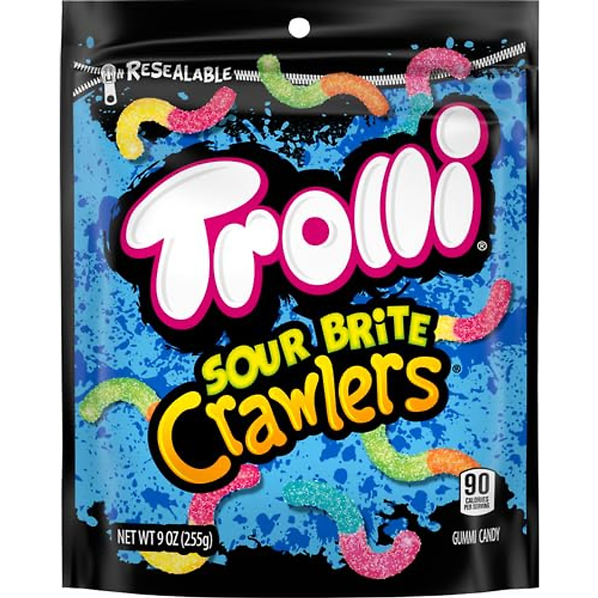 Trolli Sour Brite Crawlers, Sour Gummy Worms, 9 Ounce Resealable Bag