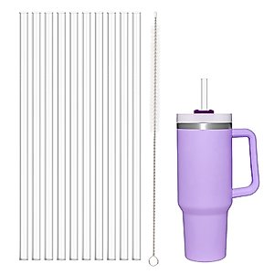 YOUCOX 10 Pcs Replacement Straw for Stanley Cup 40 oz 30 oz 64 oz Tumbler, Clear Reusable long Straws with Cleaning Brush for Stanley Adventure Tumbler Accessories, Dishwasher Safe