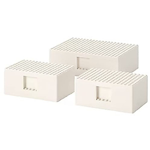 I-K-E-A BYGGLEK LEGO® Storage Box With Lid Set of 3 White Pastic
