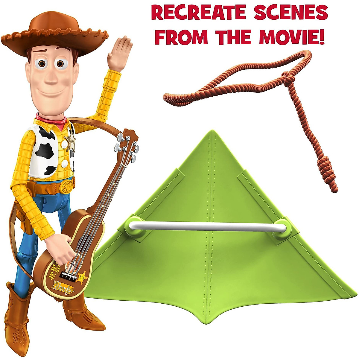 Toy Story 4 25th Anniversary Woody Figure in True to Movie Scale with Guitar, Lasso, Kite for Creative Play, Highly Posable, Collectible Adult and Kids Birthday Gift Ages 3 and Up