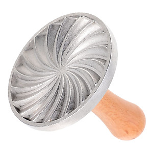 Kichvoe Cookie Stamp Metal Cookie Press Molds Embosser Fondant Stamp Biscuits Presser with Wooden Handle Baking Stamp Molds for Diy Cake Pastry