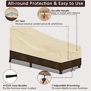 Wanocean Chaise Lounge Cover Outdoor Waterproof, Lounge Chair Cover for Patio Furniture Heavy Duty, UV & Fade Resistant, All Weather Protection, 1 Pack, 76L x 32W x 32H inch