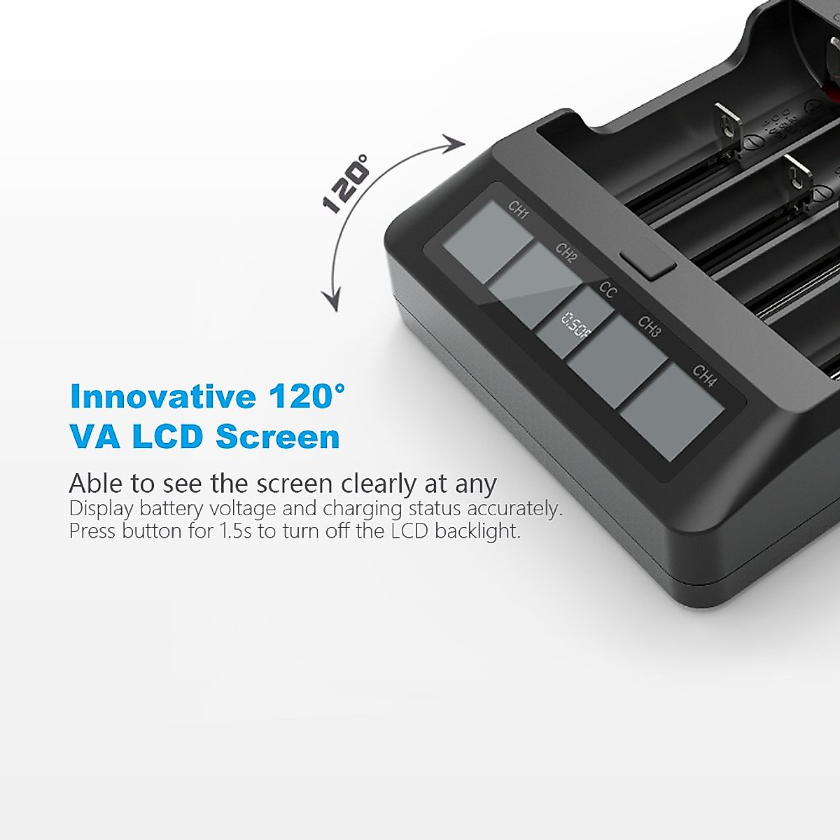 Universal 18650 Battery Charger, XTAR VP4 Smart Charger w/ LCD Display & Car Charger for Rechargeable Batteries Li-ion 18650 26650 26500 22650 18490 17670 17500 17355 and More (Full Set)