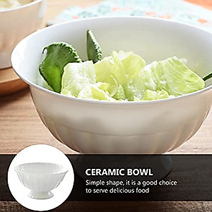DOITOOL Ceramic Footed Bowl Round Bowl Dessert Display Stand Decorative Fruit Bowl Holder Dessert Bowl for Kitchen Counter Centerpiece Table Decor Fruit Tray ( White )