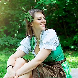 MTLEE 2 Pieces Green Rose Flower Hair Clip St. Patrick's Hair Accessories Irish Rose Hairpin St. Patrick's Day Hair Clip Comb for Girls Girlfriends Women St Patrick's Day Party Decorations