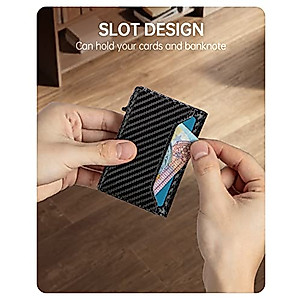 YESIIW Slim Card Holder Wallet - Pop up Wallet for Men with ID Window and RFID Protection Up to 11 Cards Card Case
