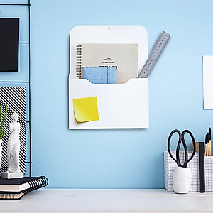 Nisorpa 8 Pack Magnetic File Holder Magnetic File Pocket Refrigerator Storage Pocket Magnetic Label Holders Letter Size Hanging Paper File Organizer for Office Whiteboard Hanging(Large)