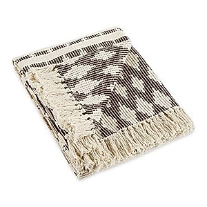 DII California Casual, Colby Southwest Woven Throw, Dark Brown & Stone, 50x60