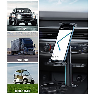 Car Cup Holder Tablet Mount, AHK Universal Tablet & Smartphone Car Cradle Holder for iPad Pro/Air/Mini, Kindle,Tablets Nintendo Switch Smartphones, Compatible with 4.7" to 12.9" Devices