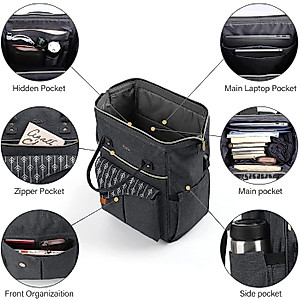 RJEU Backpack for Women, Anti Theft Slim Durable Travel Laptop Backpack with USB Charging Port, Water Resistant College School Backpack Fits 15.6 Inch Notebook, Black