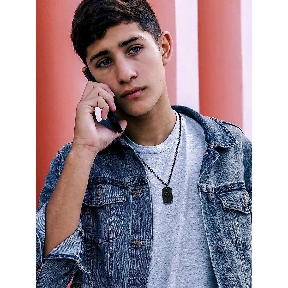 Richsteel Star of David Dog Tag Pendant for Women Mens Jewish Jewelry Chain Israel Flag Gifts Necklace