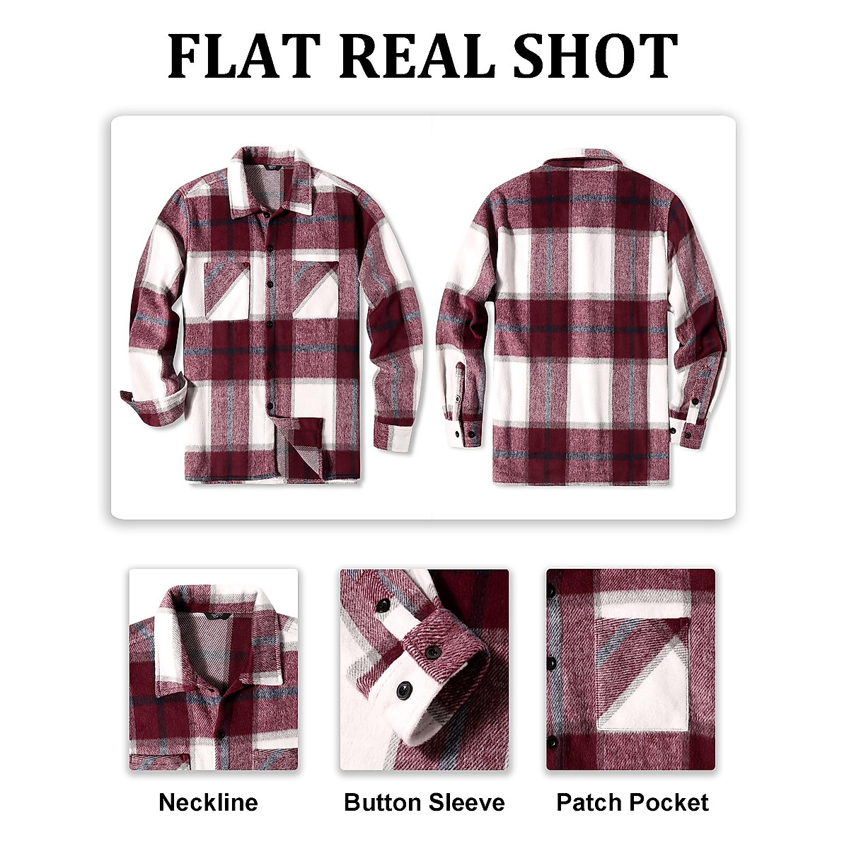 COOFANDY Men's Long Sleeve Flannel Shirt Jacket Button Up Fleece Plaid Shirt Lightweight Winter Shirts