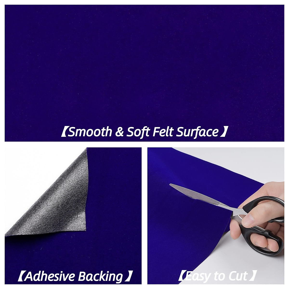 Decotalk Felt Sheets Self Adhesive Blue Felt Fabric Velvet Fabric for Crafts 17.7"x120" Blue Felt Sheets with Sticky Back Soft Felt for Jewelry Box Craft Felt Blue Fabric Velvet Sticker Arts & Crafts