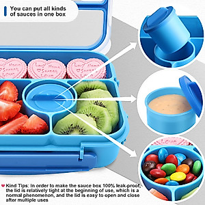 Amathley Bento box adult lunch box,lunch box kids,lunch containers for Adults/Kids/Toddler,5 Compartments bento Lunch box for kids(Blue)