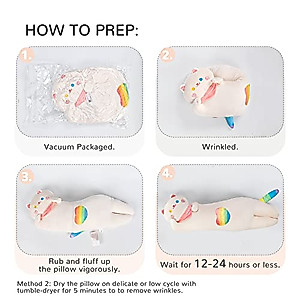 Mewaii Rainbow Cat Plush Body Pillow - 25" Rainbow Cat Stuffed Animals Squishy Pillow, Cute Plushies Cuddle Pillow for Kids, Long Cat Pillow Plush Toys, Birthday Gifts for Women, Girls and Males