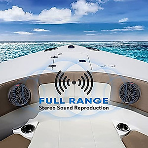Pyle 200 Watt Marine Boat Speaker System Weather Proof Dual 2 Way 6.5 Inch Outdoor Speakers w/ 85Hz-6kHz Frequency Response, Heavy Duty 8oz Magnet Structure PLMR6KB & Bluetooth Marine Receiver Stereo