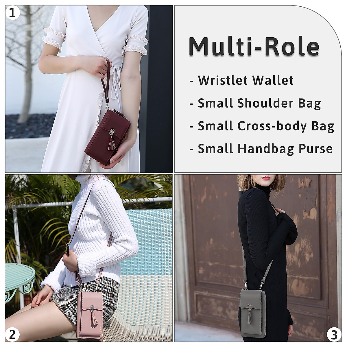 Pearl Angeli Small Crossbody Phone Bag RFID Cell Phone Purse Wristlet Credit Card Wallet Shoulder Bag Travel Royalblue