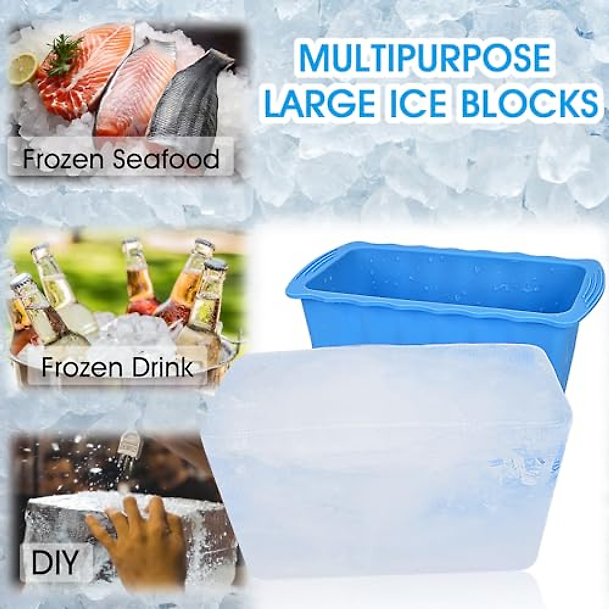 Haldane 4PC Extra Large Ice Cube Molds 25LB Ice Bath Water Chiller Giant Ice Block Molds Silicone Ice Block Maker For Home, Thicker Big Ice Cube Tray Reusable Athletes Cold Plunge Accessories