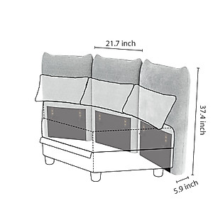 LLappuil 3-in-1 Corner Backrest for Modular Sectional Sofa Couch with Adjustable Angles, Only for 6-Side Ottoman, Grey, Chenille