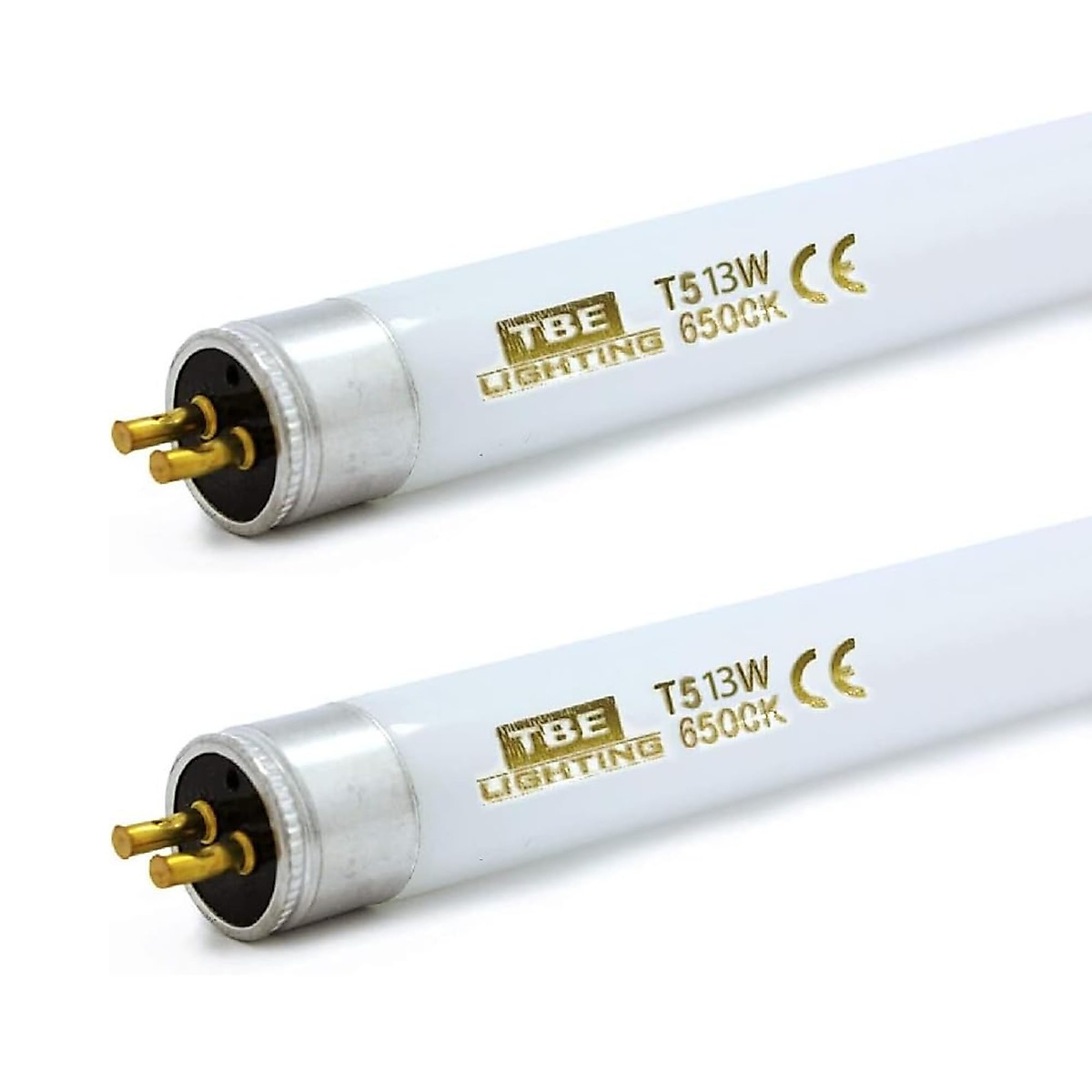 TBE LIGHTING 13w / 21 inch Cool White 6500K Tubes - F13T5/D Fluorescent Tube Lamps 21''- CFL Bulbs - G5 2-Pin Base Fittings - T5 High Efficiency Lamps (4-Pack)