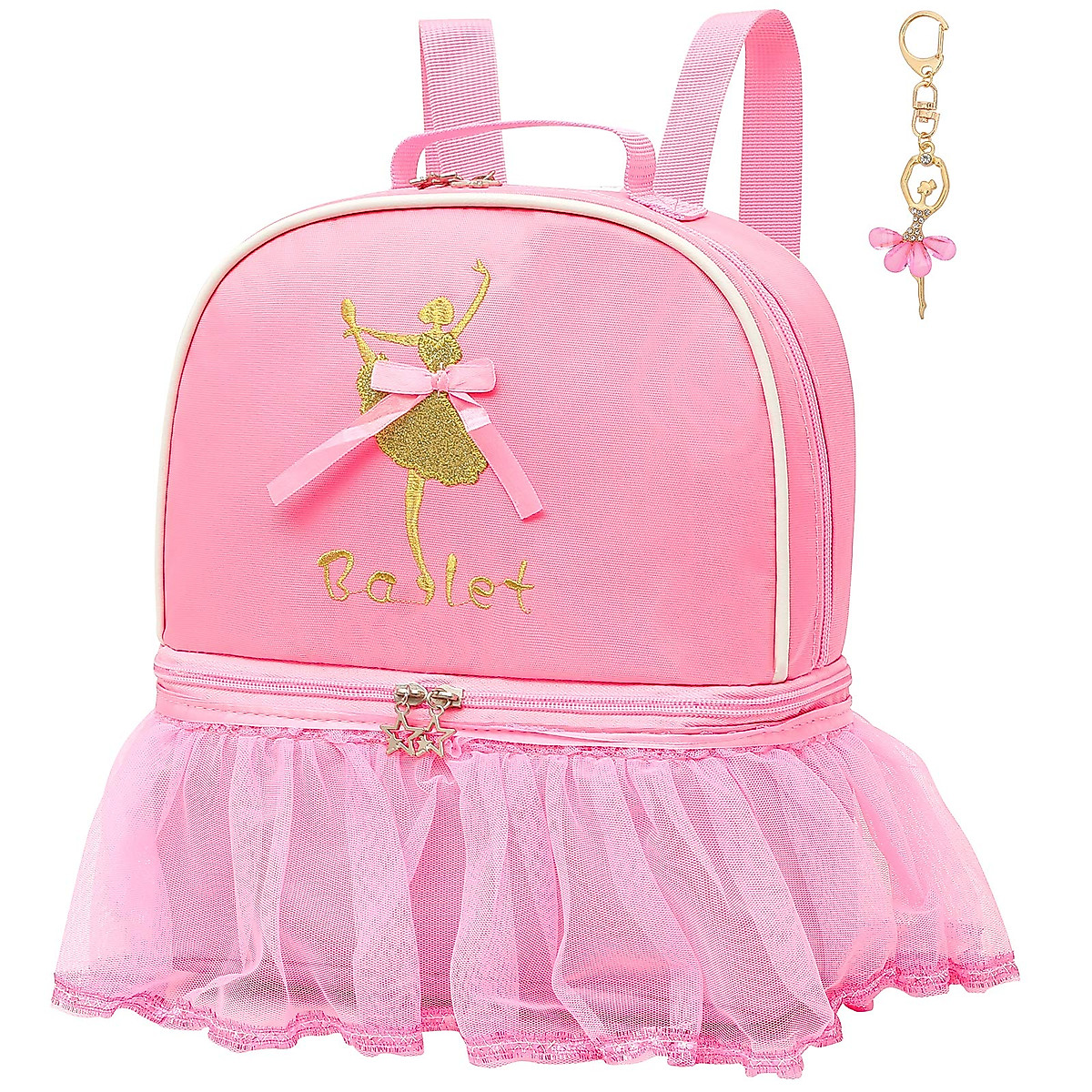 Dorlubel Cute Ballet Dance Backpack Tutu Dress Dance Bag with Key Chain Girls (Pink7 of tutu girl)