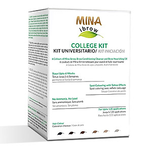 MINA ibrow College Kit (Black, Dark Brown, Medium Brown, Light Brown, Blonde and Ash Blonde, 1 Brow Nourishing Oil (10ml) and 1 Brow Conditioning Cleanser (30ml)