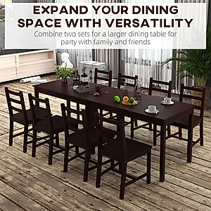 HOMCOM Dining Table Set for 4, 5 Piece Modern Kitchen Table and Chairs, Wood Dining Room Set for Small Spaces, Breakfast Nook, Chestnut Brown