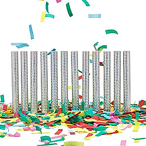 24 Pack Rainbow Confetti Flutter Sticks for Birthdays, Party Confetti Shakers (1 x 8 In)