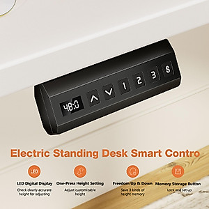 Sweetcrispy Electric Standing Desk - 40 x 24 inch Adjustable Height Sit to Stand Up Desk with Splice Board, Rising Home Office Computer Table with 2 Hook and Wire Hole for Work