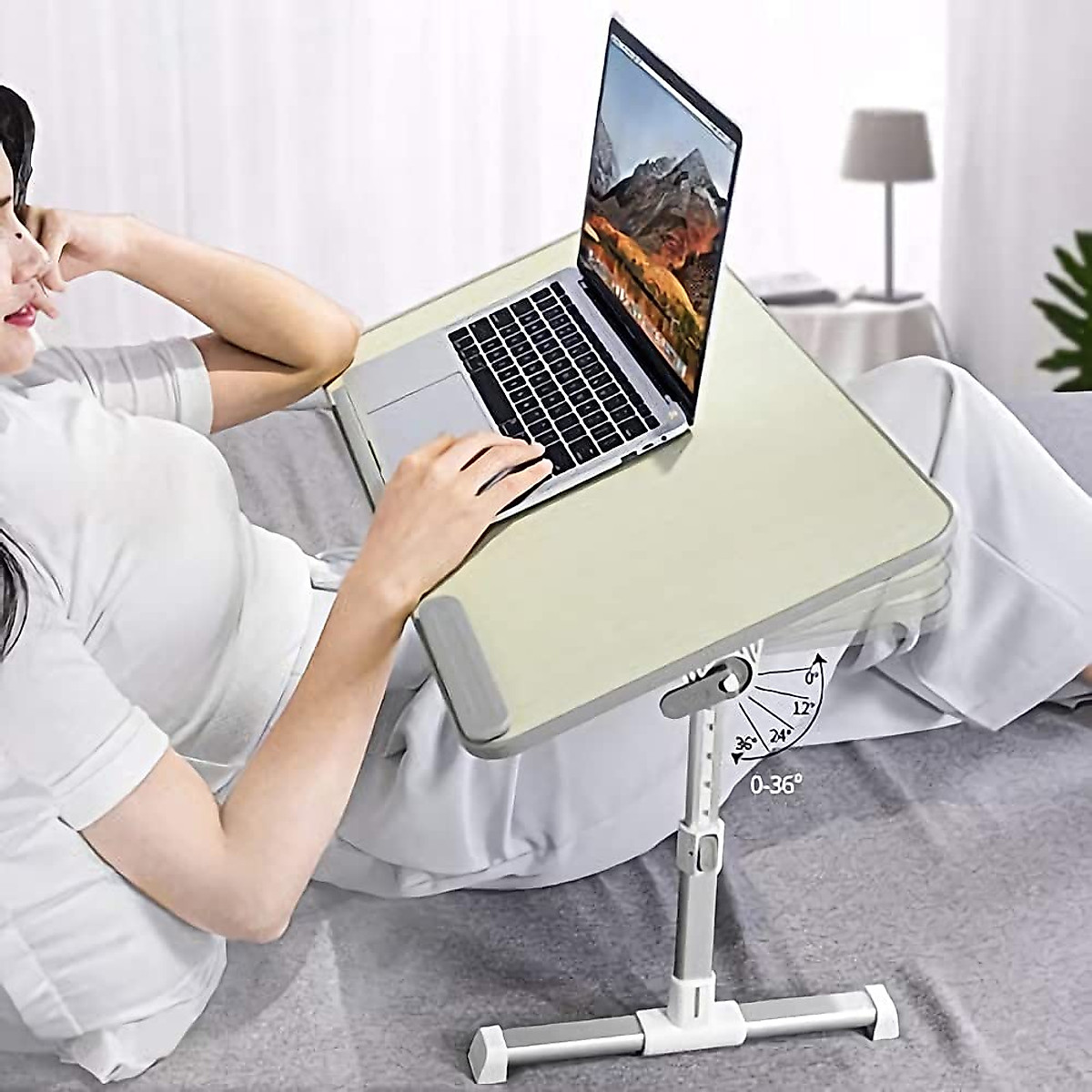 Amazon Basics Adjustable Laptop Tray Table - Lap Desk Fits up to 17-Inch Laptop - Medium