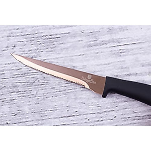 Berlinger Haus 11 Piece Knife Set, Eco Friendly Knives Set for Kitchen, Cooking Knives with Ergonomic Handles, Sharp Cutting Stainless Steel Chef Knife Set, Rose Gold