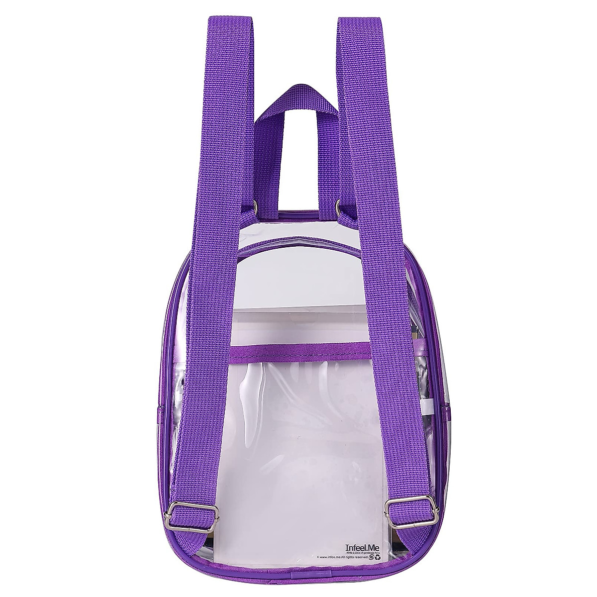 USPECLARE Clear Mini Backpack Stadium Approved, Size 7.5"x2.8"x9" for Girls, for Concert, Festival, Sport Events&Daily Use(Purple)