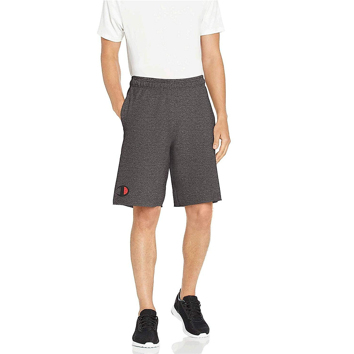 Champion mens 10" Powerblend Graphic Short, C Logo Shorts, Granite Heather, Small US