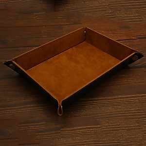 Socospace Valet Tray-leather and velvet,EDC Tray,Catchall Tray for Jewelry,Wallets,Watches,Key,Phones,Glasses, Perfect for Nightstand,Entryway Table,Desk,Key Tray,Home Decor（Brown）