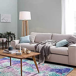 A Nice Night Shaggy Fluffy Faux Fur Area Rug Door Mat,Tie Dye Style,Softest, Luxurious Shag Carpet Rugs for Bedroom, Living Room, Luxury Bed Side Plush Carpets, Rectangle (Light Purple, 3' x 5')