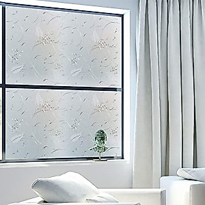 Frosted Privacy Glass Window Film, Vinyl Decorative Window Decals, Static Clings No-Glue Removable Window Film for Home Bathroom Living Room (17.5 x 78.7 inch)